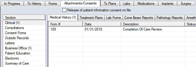 Attachments/Consents Overview