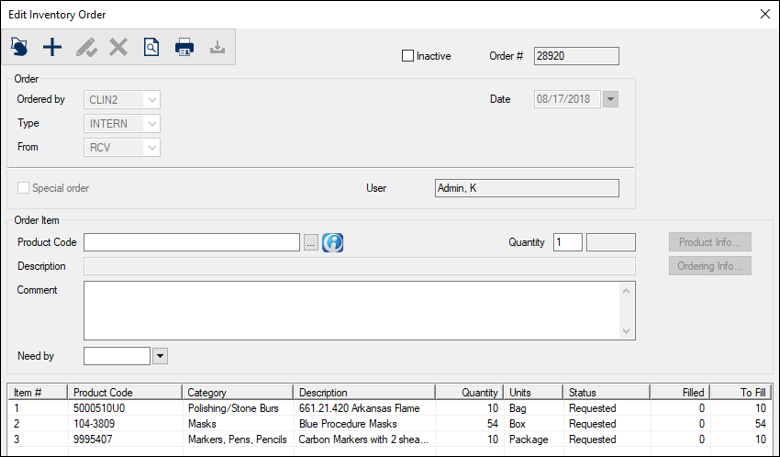 Manage Inventory Orders
