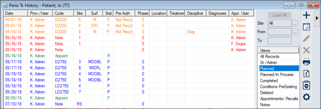 Work with Perio Exams