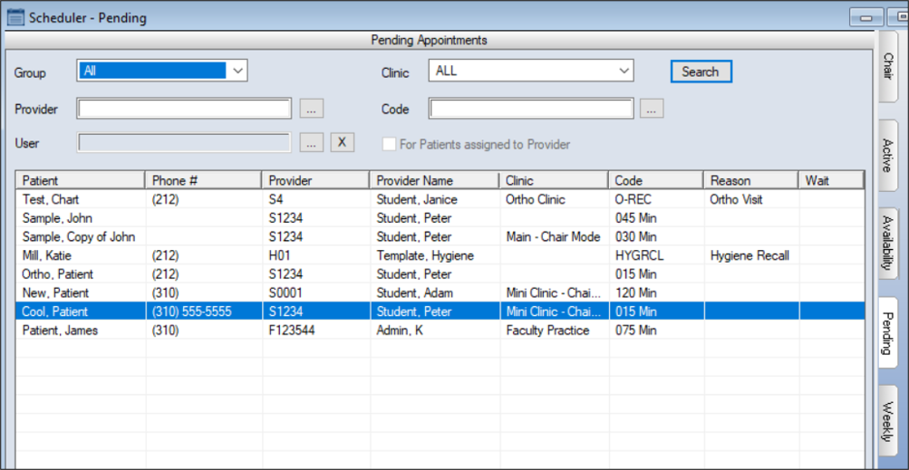 Manage Pending Appointments