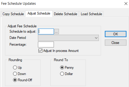 Fee Schedule Updates