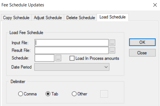 Fee Schedule Updates