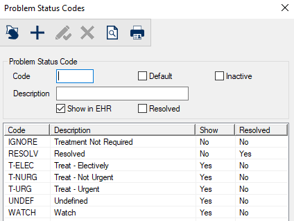 Problem Status Codes