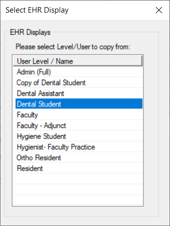 EHR Display Options