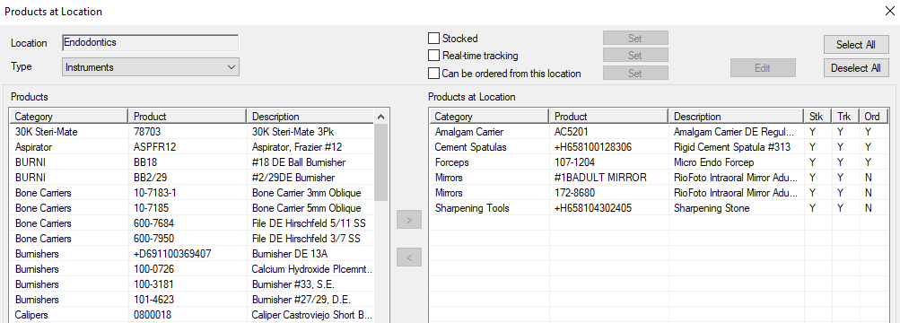 Inventory Location Codes