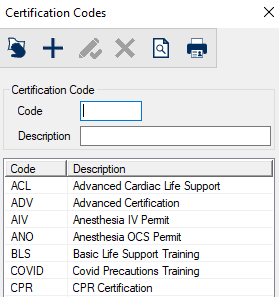 Certification Codes