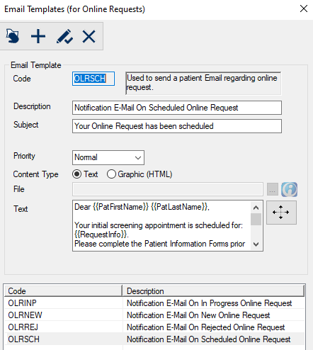 Online Request Options