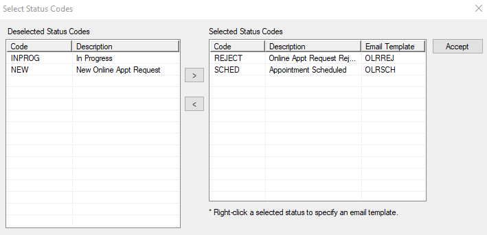 Online Request Options