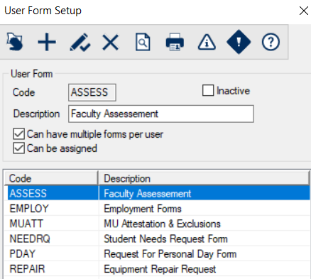 User Form Setup