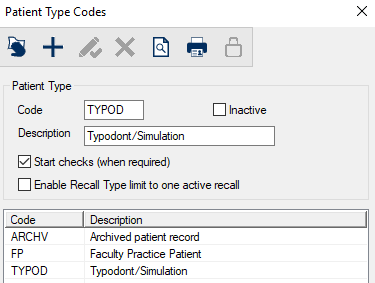 Patient Type Codes