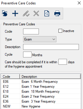 Preventive Care Codes