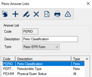 Perio Answer Lists